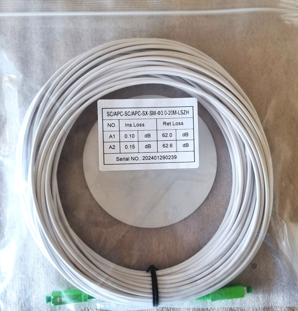 TELCOMATES RIPPER© FIBRE OPTIC PATCH CABLE-20M- FOR FOR NTD MODEM to P ...